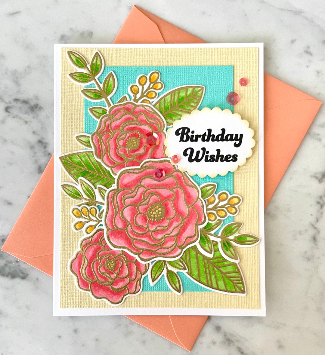 Handmade Painted Birthday Card, Watercolor Flowers, Pretty Floral ...