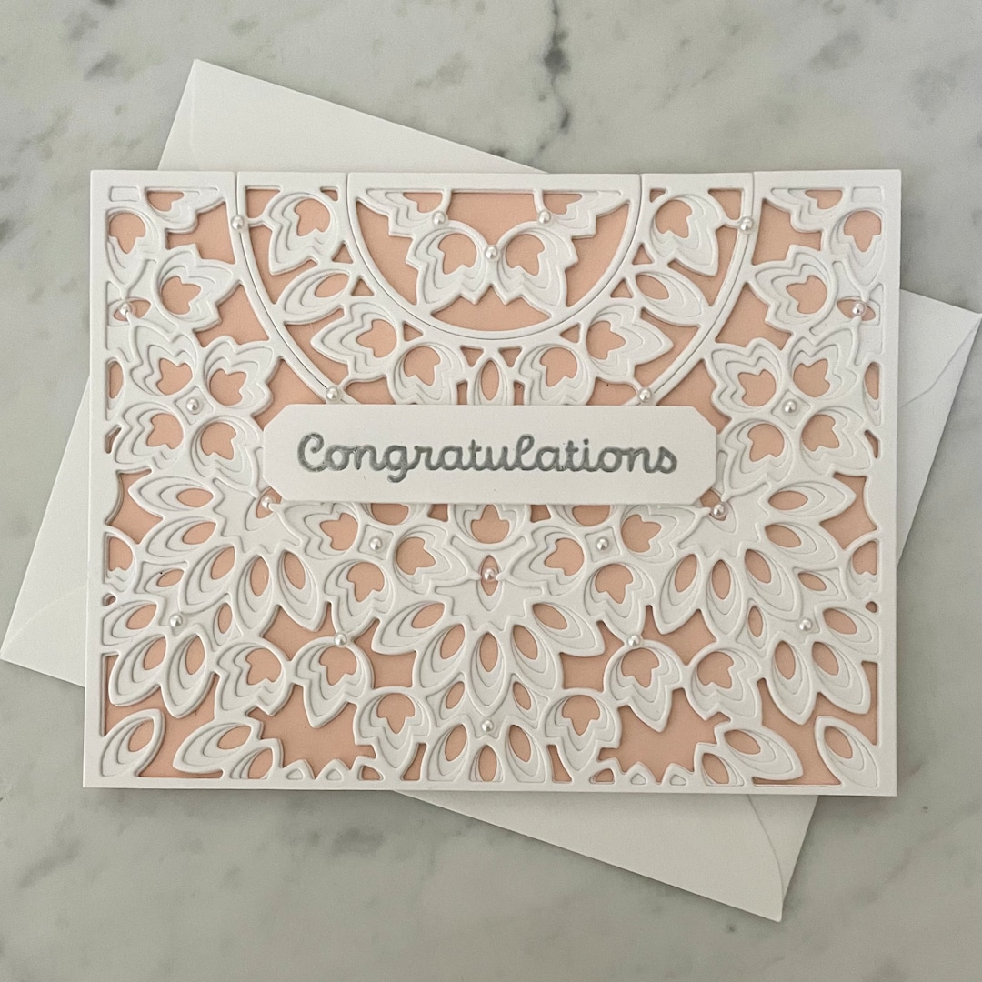 Wedding Congratulations Card, Fancy Peach Handmade Luxury Greeting ...
