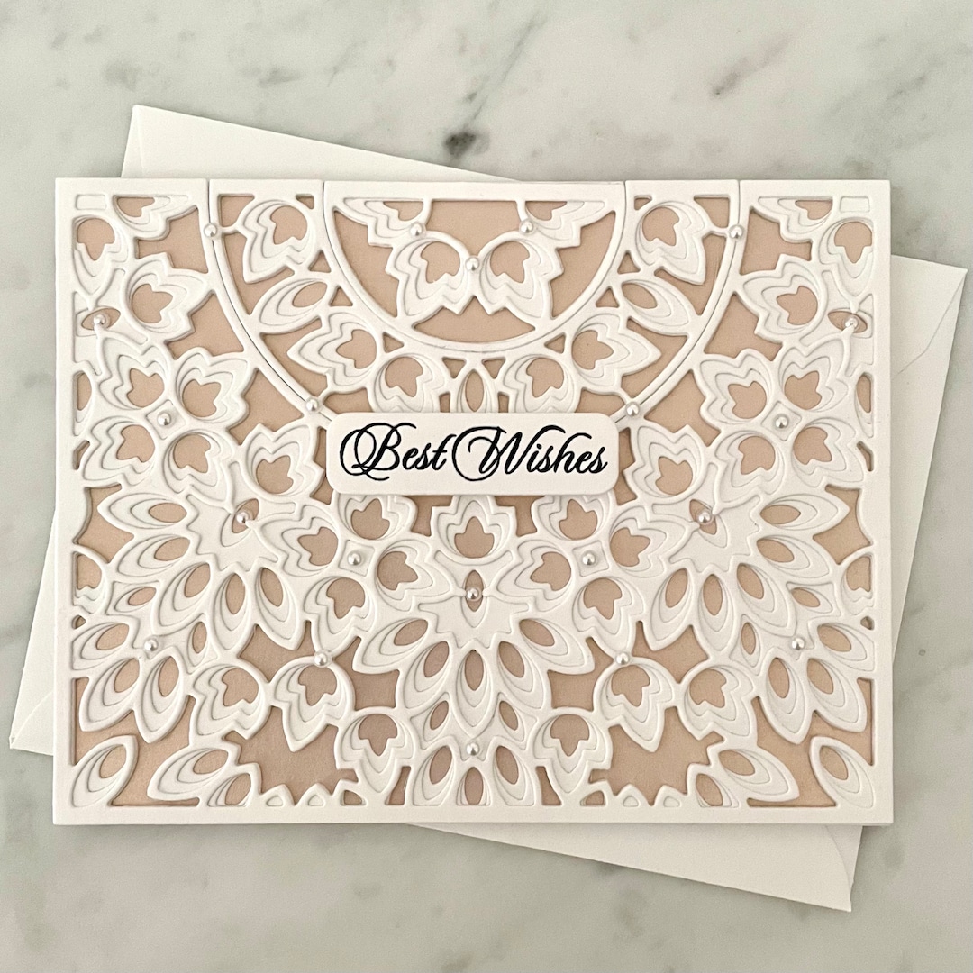 Luxury Handmade Wedding Card, Pearlescent Rose Gold Best Wishes, Fancy ...