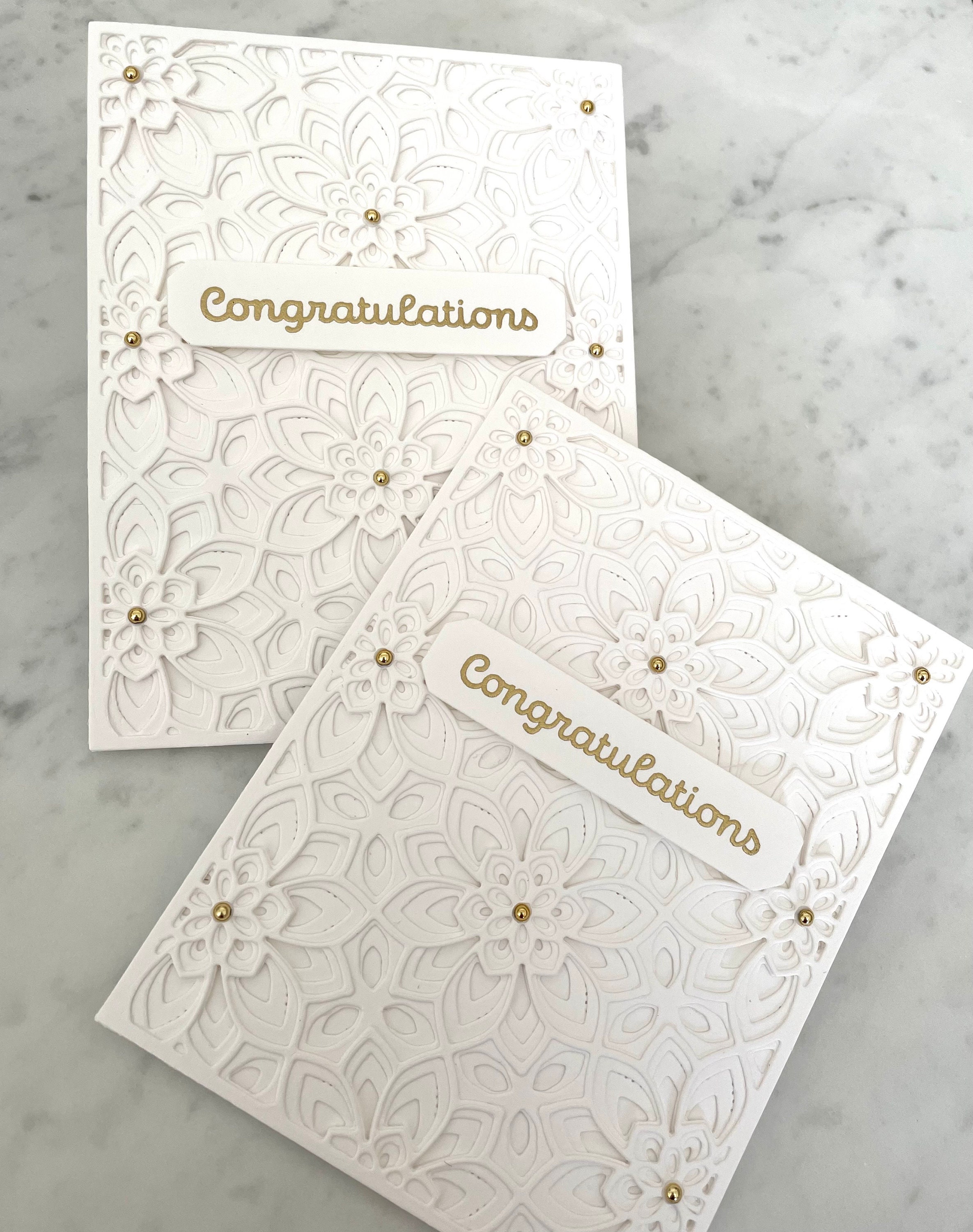 Blank Congratulations Card, Handmade Greeting, Wedding, Fancy All White ...