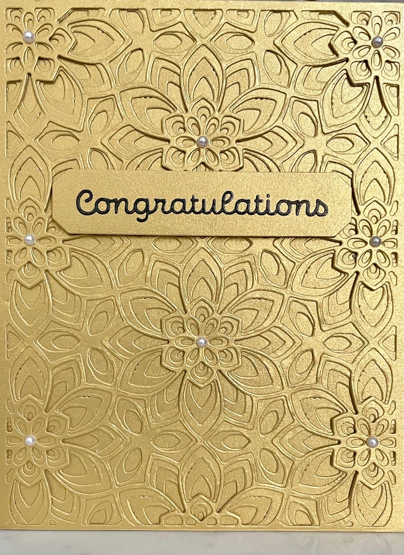 Gold Congratulations Card, Pearlescent Handmade Greeting, Golden ...