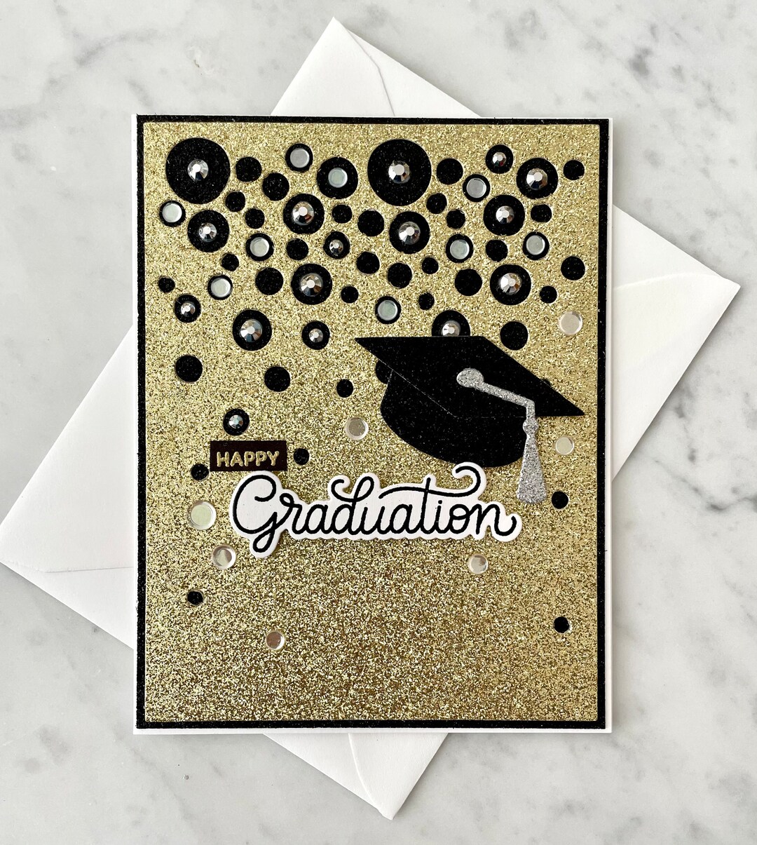 Fancy Graduation Card, Handmade Grad Greeting, Sparkly, Glittery ...