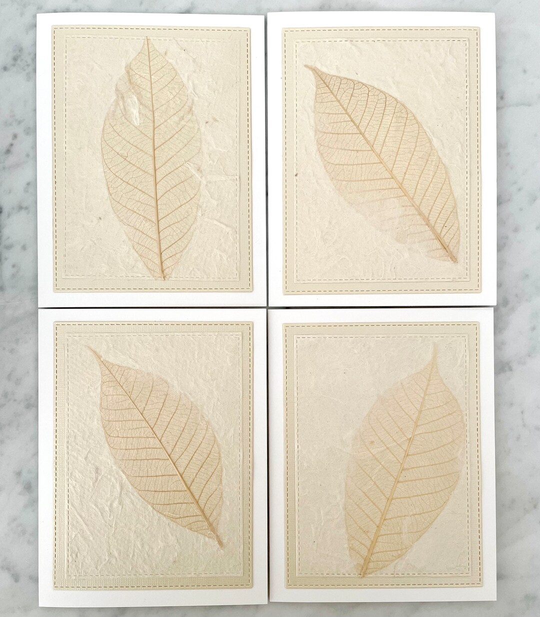 Handmade Leaf Cards Set of 4 With Envelopes Autumn Leaves - Etsy