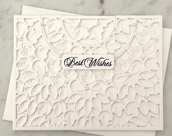 Best Wishes Congratulations Card, Fancy Handmade Wedding Greeting ...