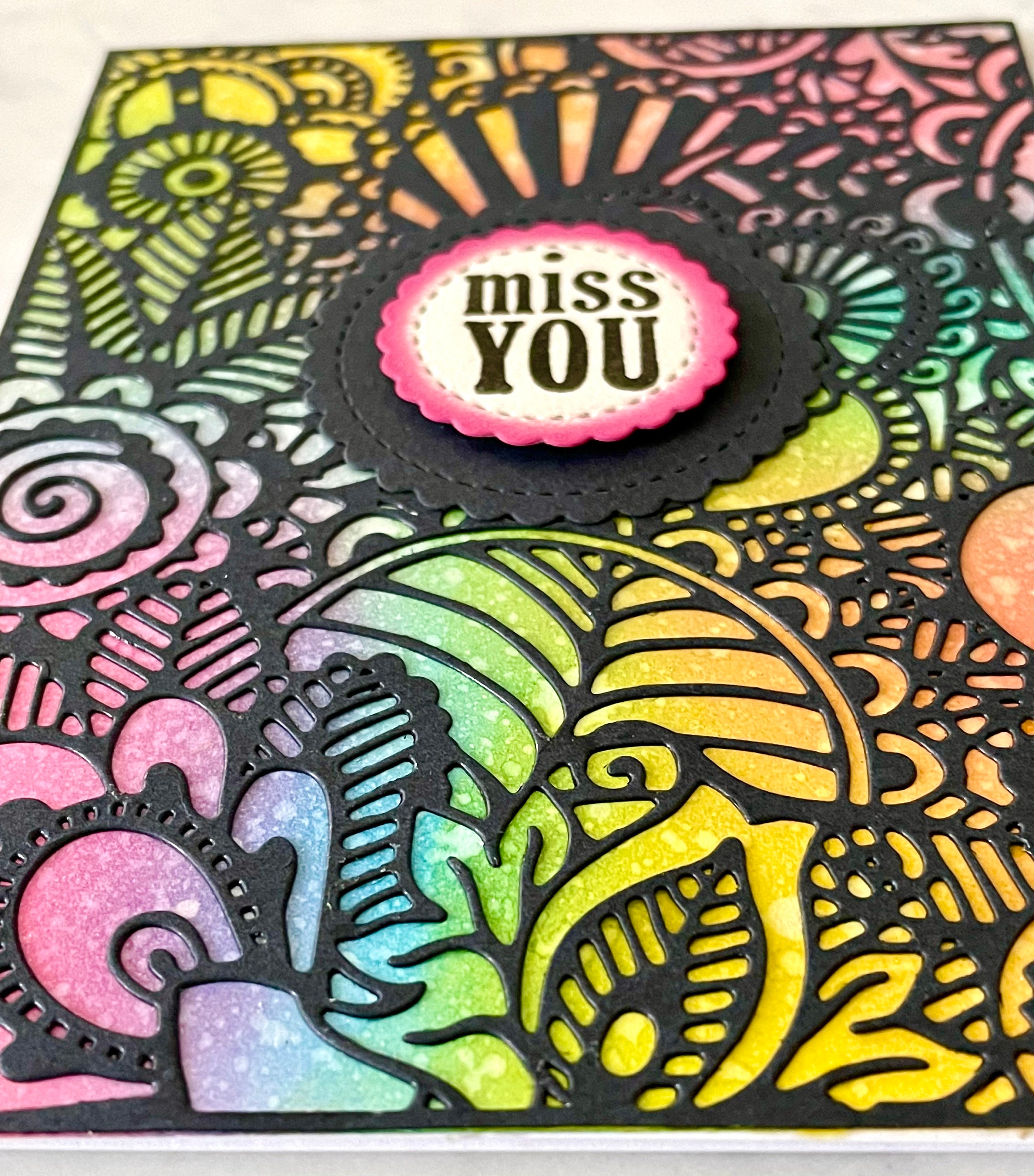 Colorful Handmade I Miss You Card, Swirly Intricate Greeting, Blank ...