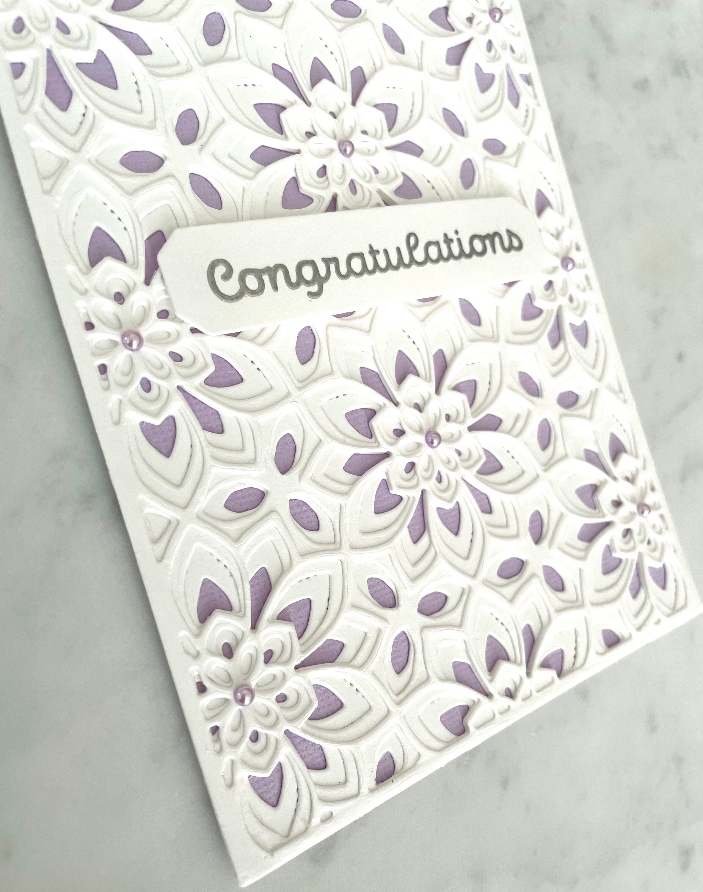 Fancy Lavender Wedding Congratulations Card, Handmade Greeting, White ...