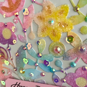 Sparkly Birthday Card, Exquisite Handmade Greeting, Extra Fancy Floral ...