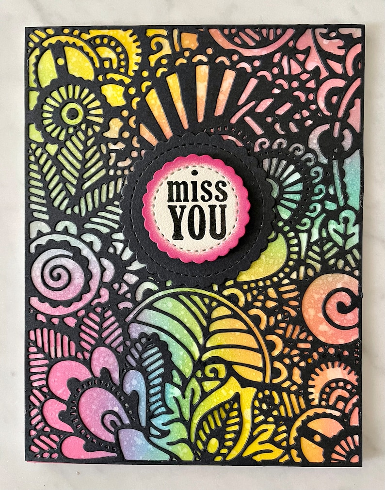Colorful Handmade I Miss You Card, Swirly Intricate Greeting, Blank ...