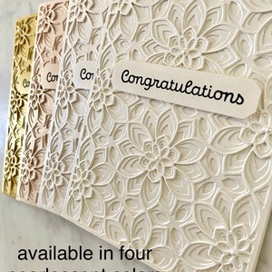 Blank Congratulations Card, Handmade Greeting, Wedding, Fancy All White ...