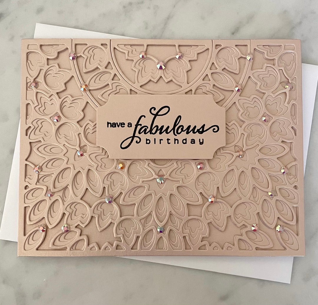 Extra Fancy Rose Gold Birthday Card, Luxury Greeting, Layered Stacked ...