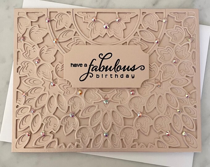 Extra Fancy Rose Gold Birthday Card, Luxury Greeting, Layered Stacked ...