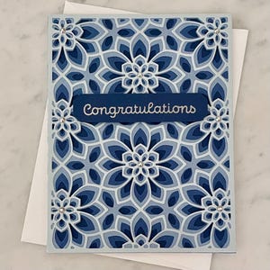 Blue Congratulations Card, Blank Handmade Greeting, Navy Ombre ...
