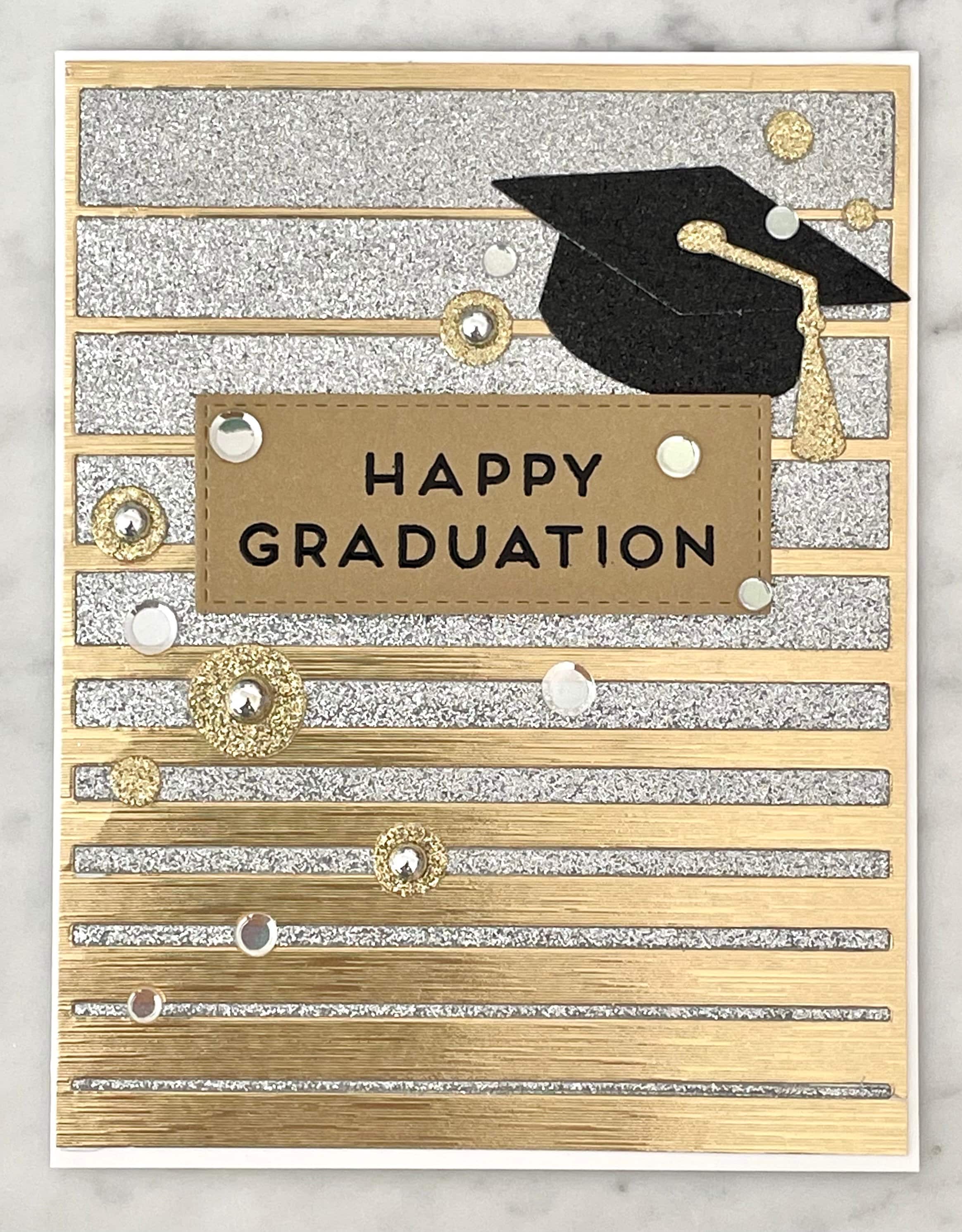 Graduation Glitter Card, Handmade Happy Graduation, Mortarboard, Tassel ...
