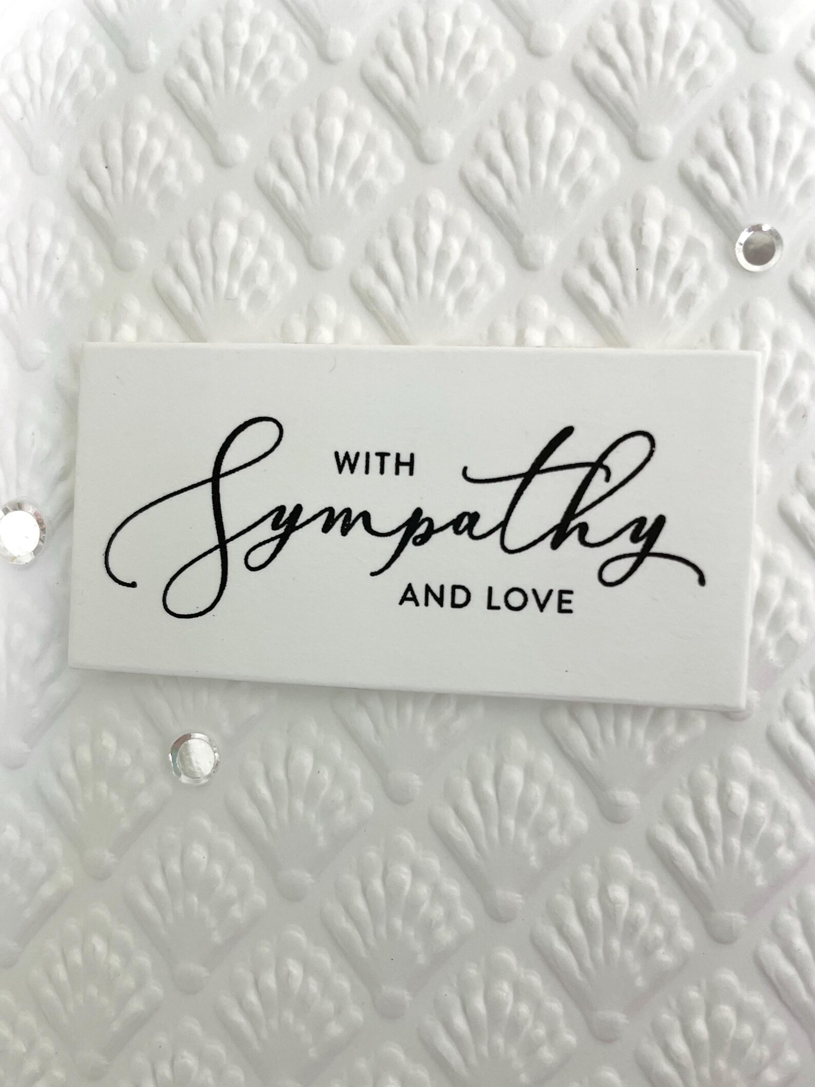 All White Sympathy Card: Handmade Embossed Shell Pattern, Elegant ...