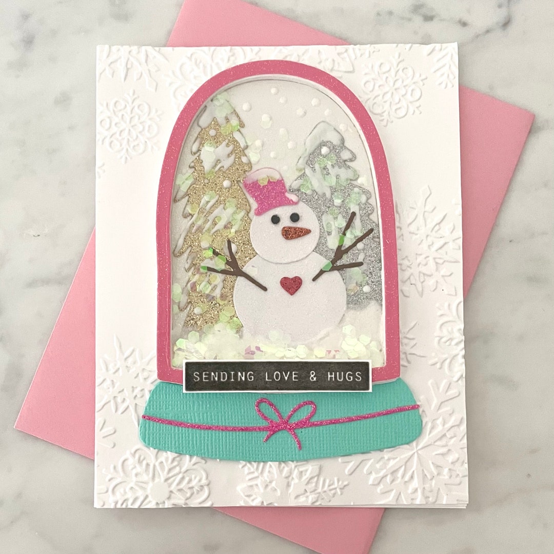 Snowman Shaker Card, Handmade Snow Globe, Sparkly Glitter Christmas ...
