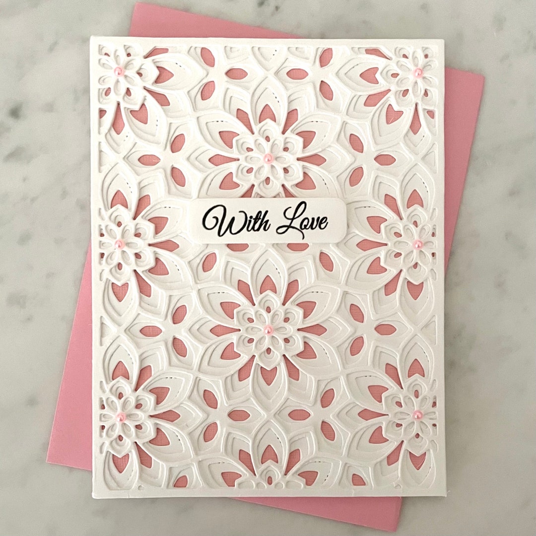 Pink Congratulations Card, Fancy Coral Handmade Greeting, With Love ...