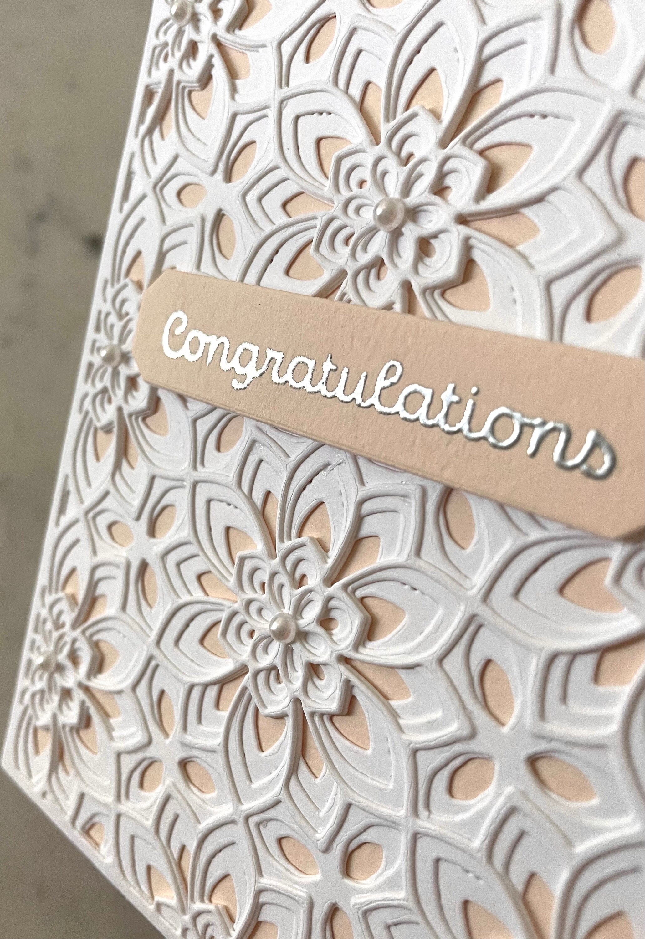 Blush Wedding Congratulations Card, Fancy Peach Handmade Luxury ...