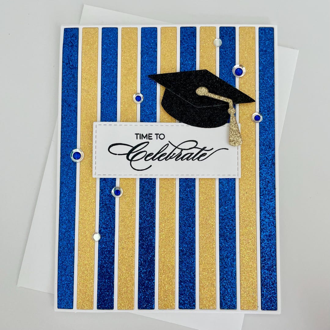 Handmade Graduation Card, Glitter Grad Greeting, Congratulations ...