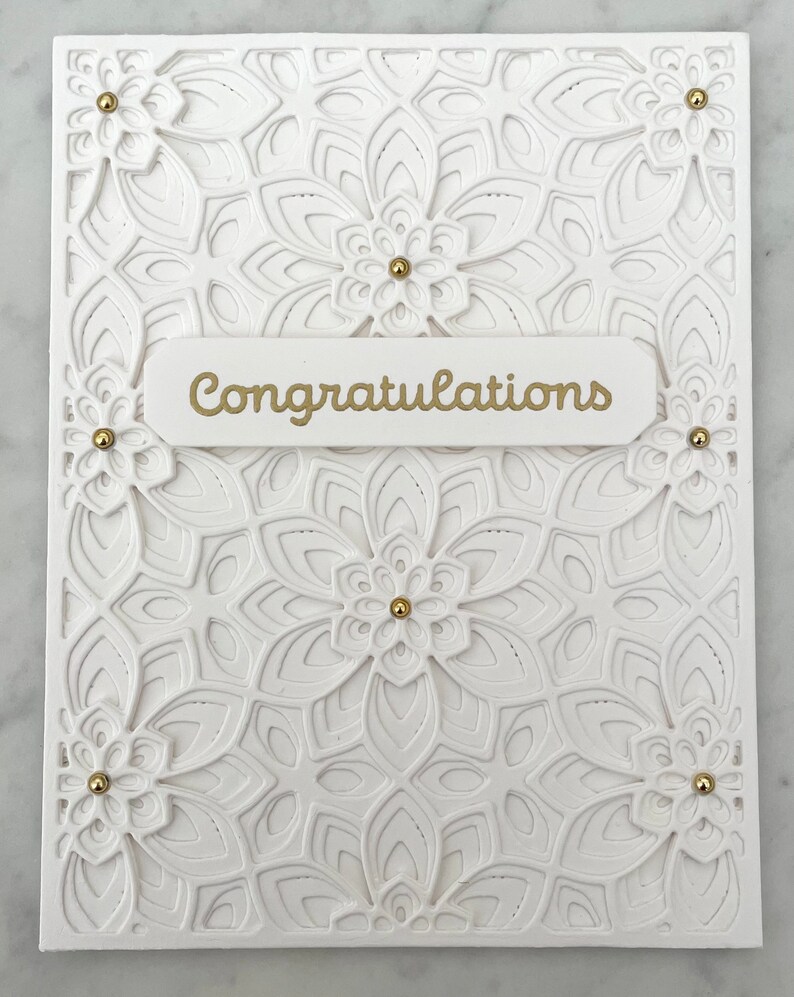 Blank Congratulations Card, Handmade Greeting, Wedding, Fancy All White ...