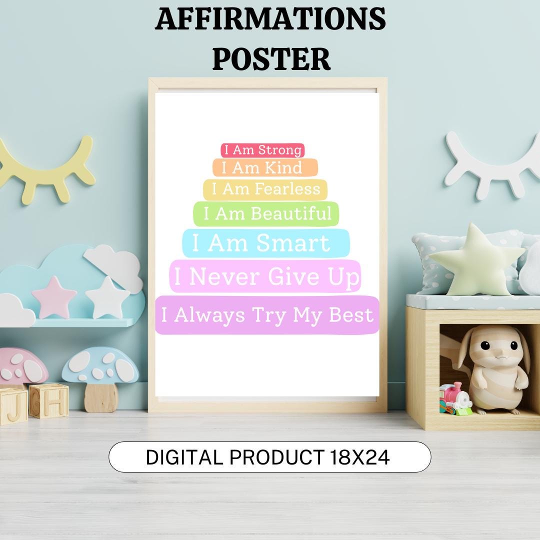 Kid Affirmations|affirmation Poster for Classroom| Colorful Wall Art ...