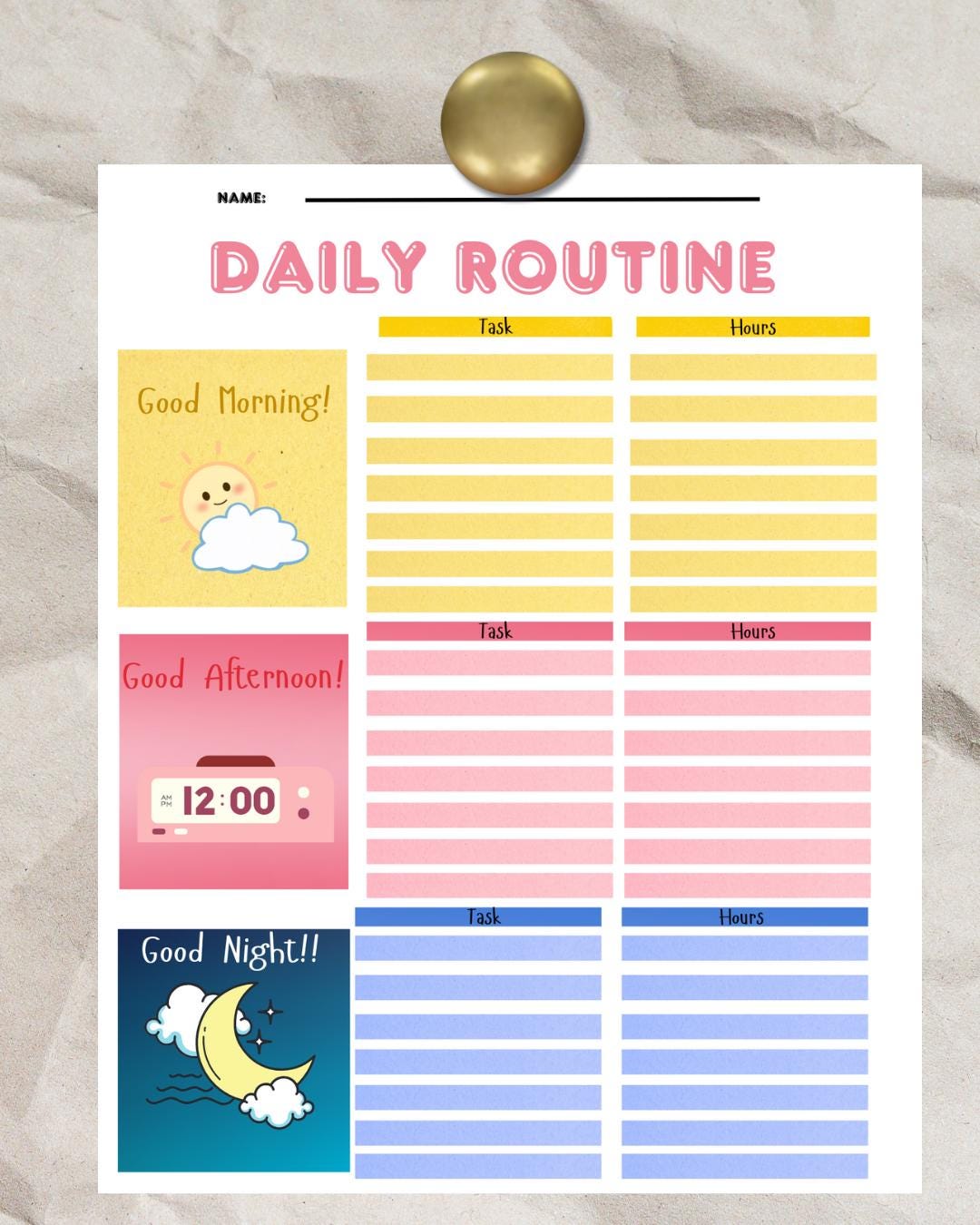 Kids Daily Routine Chart Printable – Morning and Evening Schedule for ...