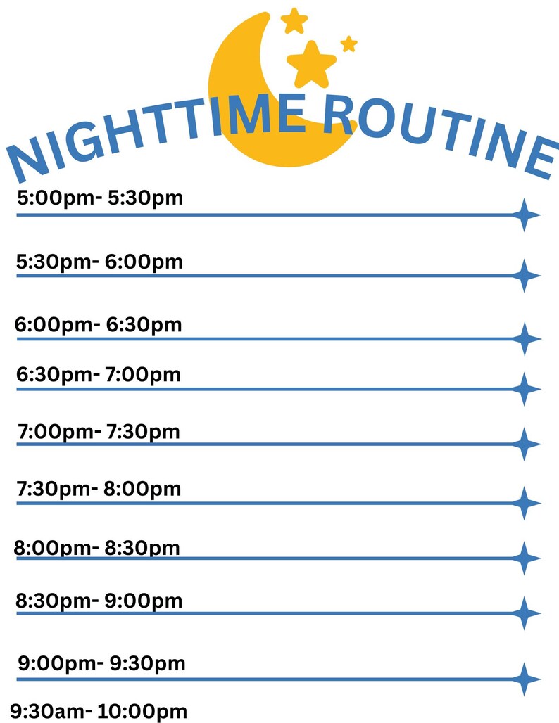 Visual Night Routine Chart for Kids – Bedtime Routine Schedule With ...