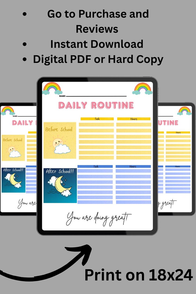 Editable Kids Daily Routine Chart | Before & After School Schedule ...