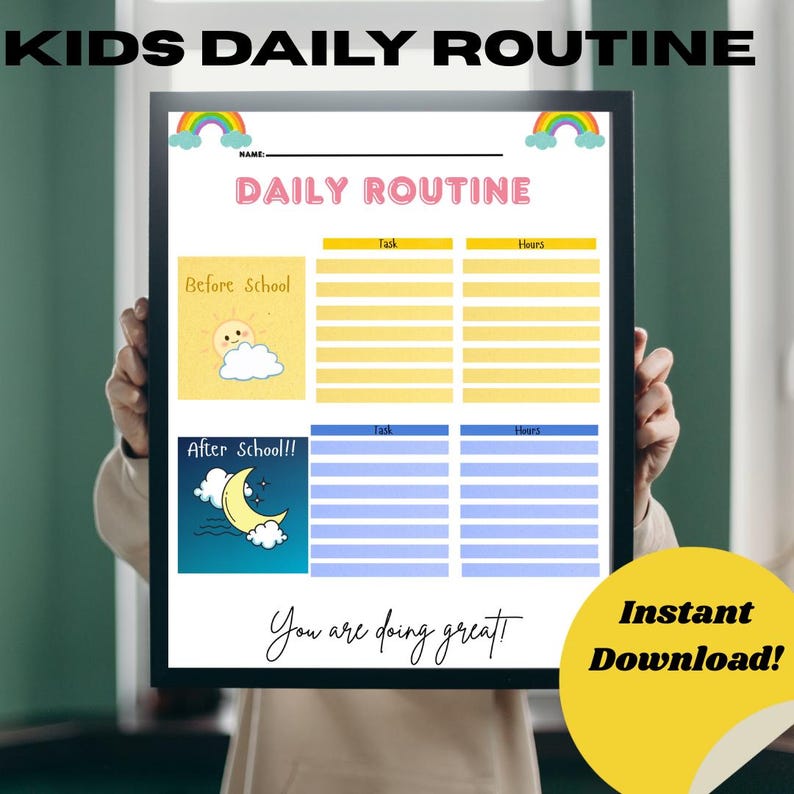 Editable Kids Daily Routine Chart | Before & After School Schedule ...
