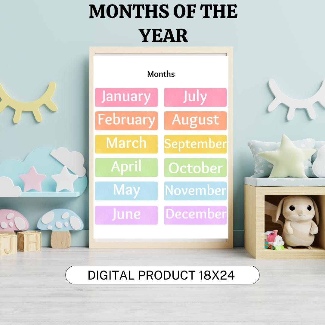 Months of the Year Printable|educational Posters|kindergarten Poster ...