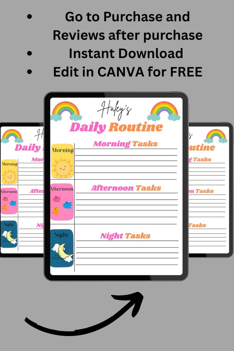 Editable Daily Routine Chart for Kids Poster - Morning and Evening ...