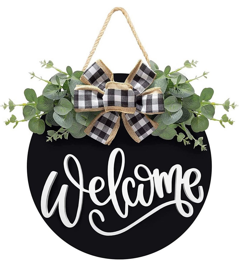 Welcome Sign for Front Door Porch Decor Farmhouse Wreath Wall Decor ...