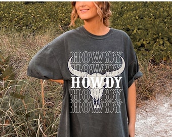 Howdy T-shirt Western Graphic Print Tee Oversized Country Concert ...