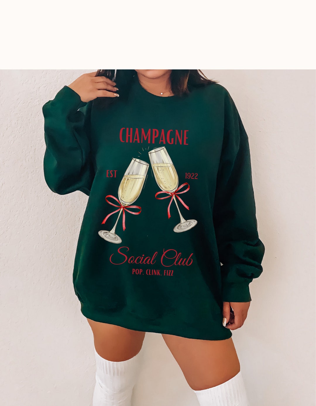 Champagne Christmas Sweater , Champagne Social Club Sweatshirt ...