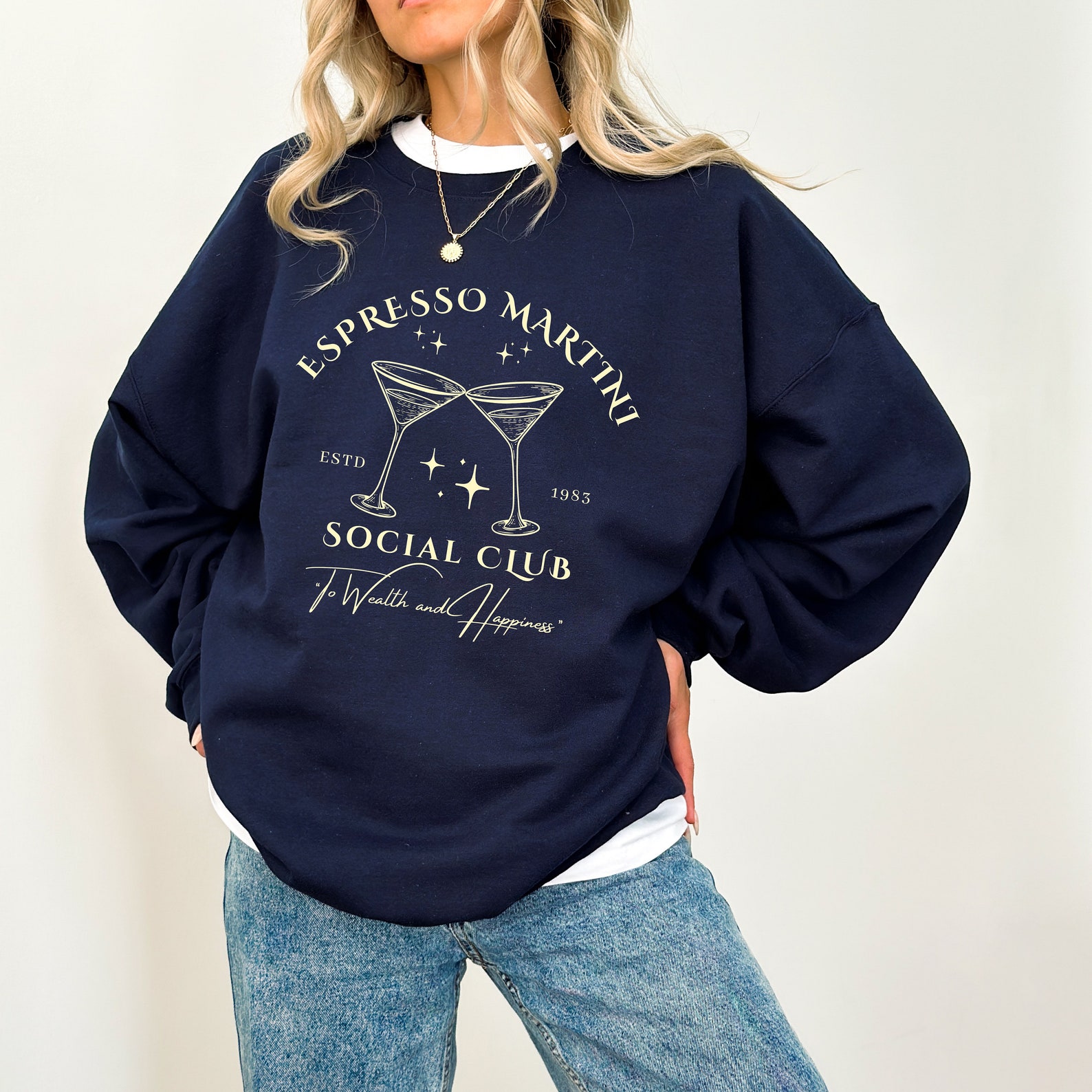 Espresso Martini Club Crewneck ,women's Oversized Espresso Martini ...