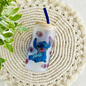 16oz Stitch Glass Can, Stitch Tumbler, Iced Coffee Stitch Glass ...