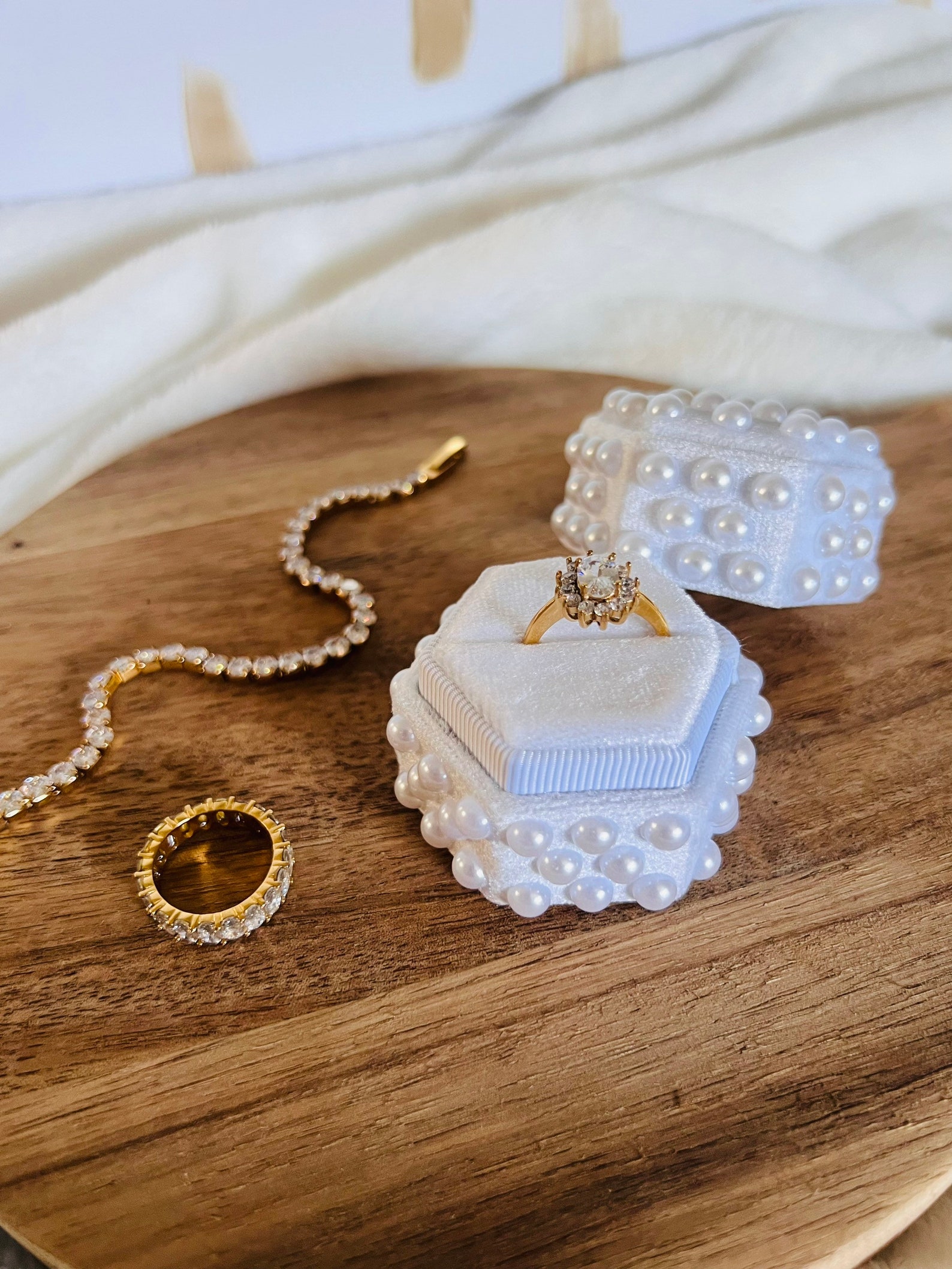 White Wedding Ring Box Proposal Velvet Ring Box Personalized - Etsy