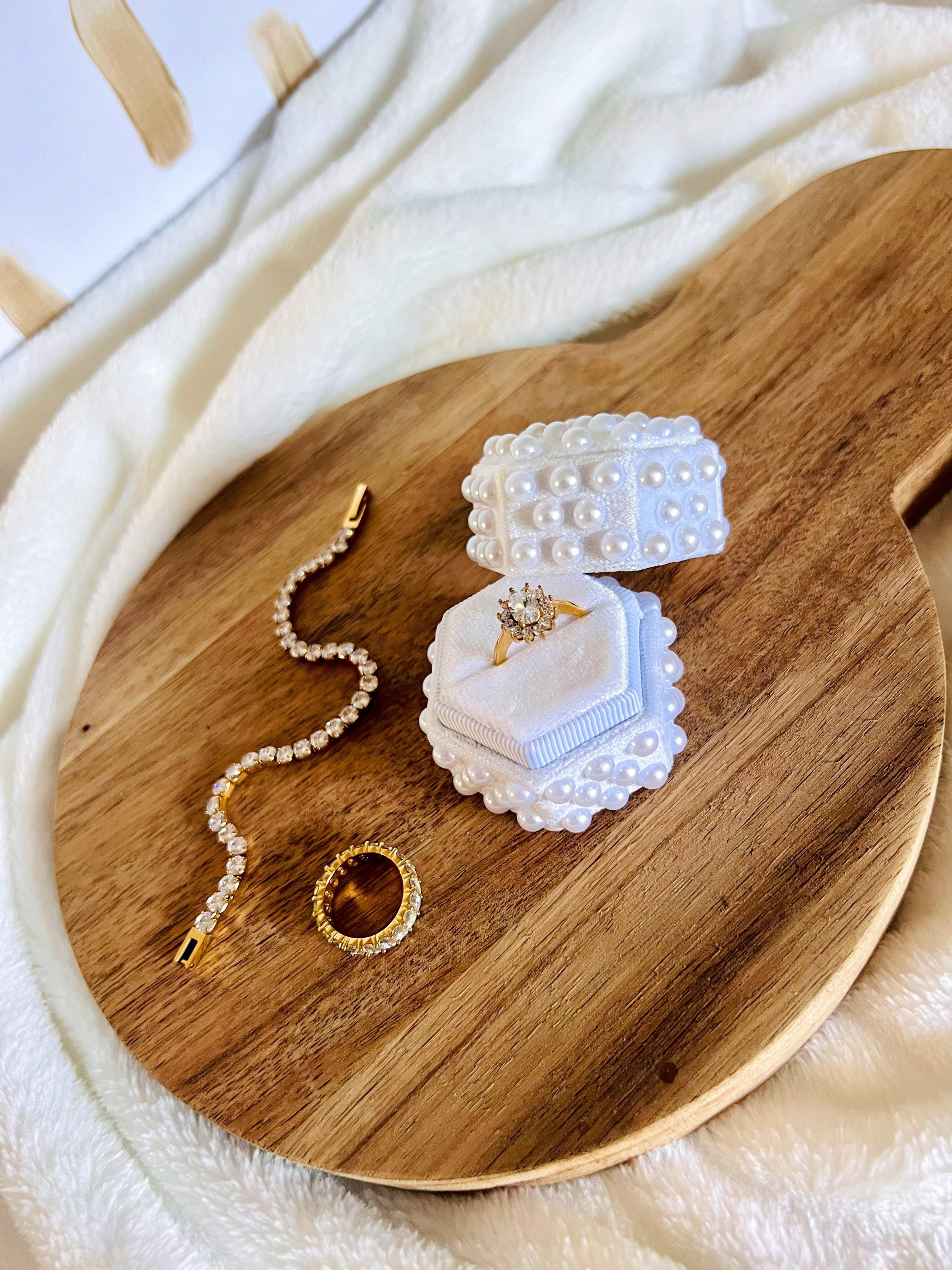 White Wedding Ring Box Proposal Velvet Ring Box Personalized - Etsy