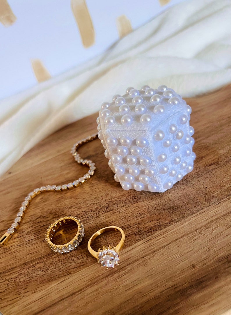 White Wedding Ring Box Proposal Velvet Ring Box Personalized - Etsy