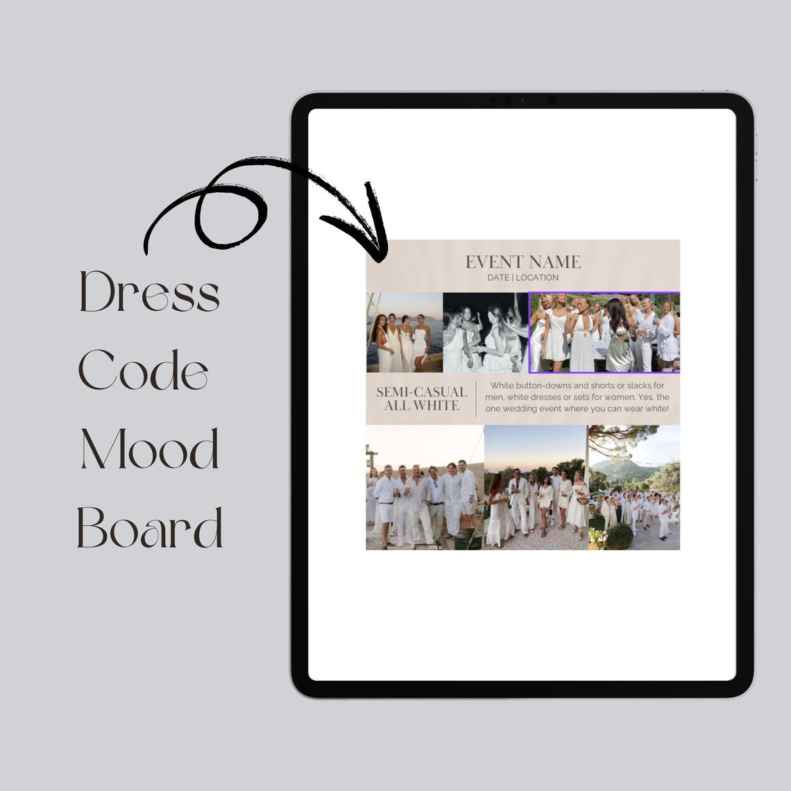 Custom Wedding Dress Code Mood Boards – Editable Canva Templates ...
