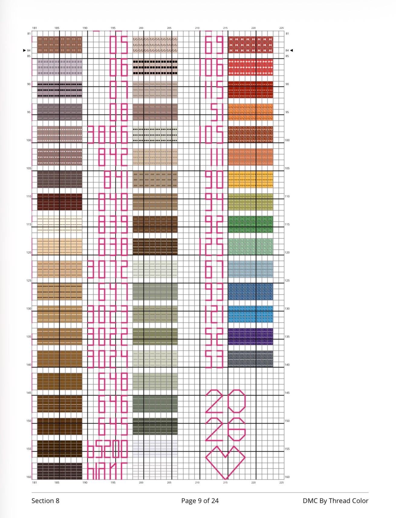 DMC Floss Color Chart Cross Stitch Pattern | Digital Download | Full 6 ...