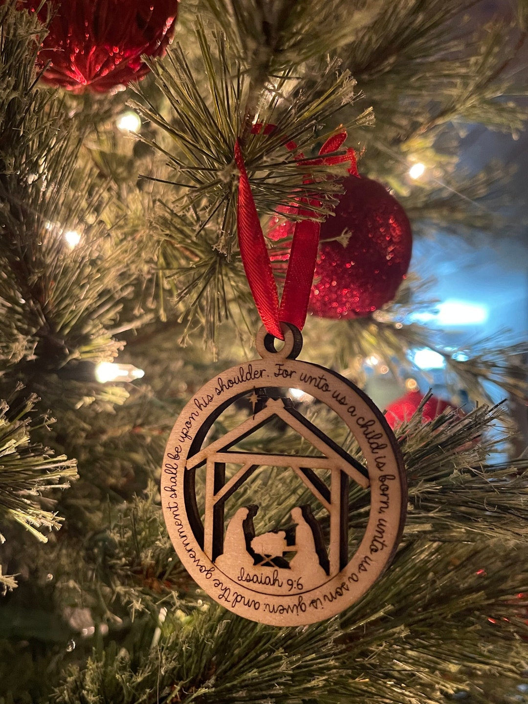 Wooden Nativity Isaiah 9:6 Christmas Ornament Family - Etsy