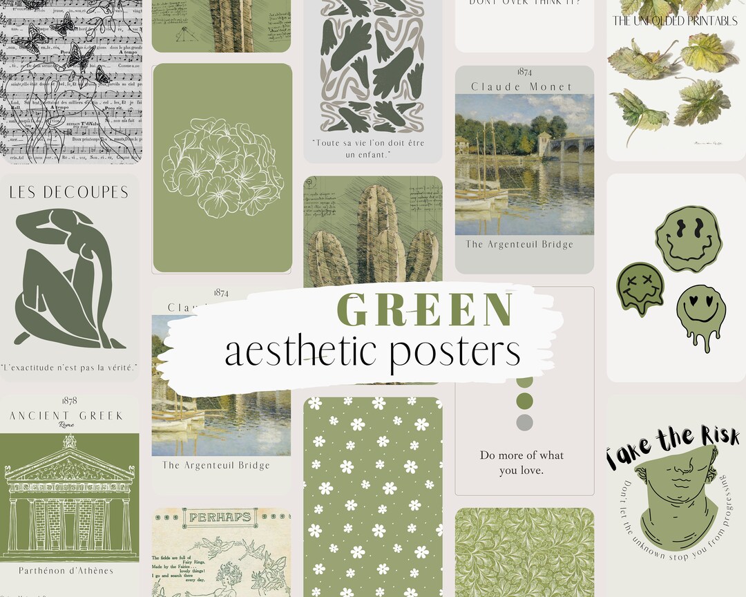 Soft Green Grunge Aesthetic Posters,vintage Room Decor,indie Room Decor ...