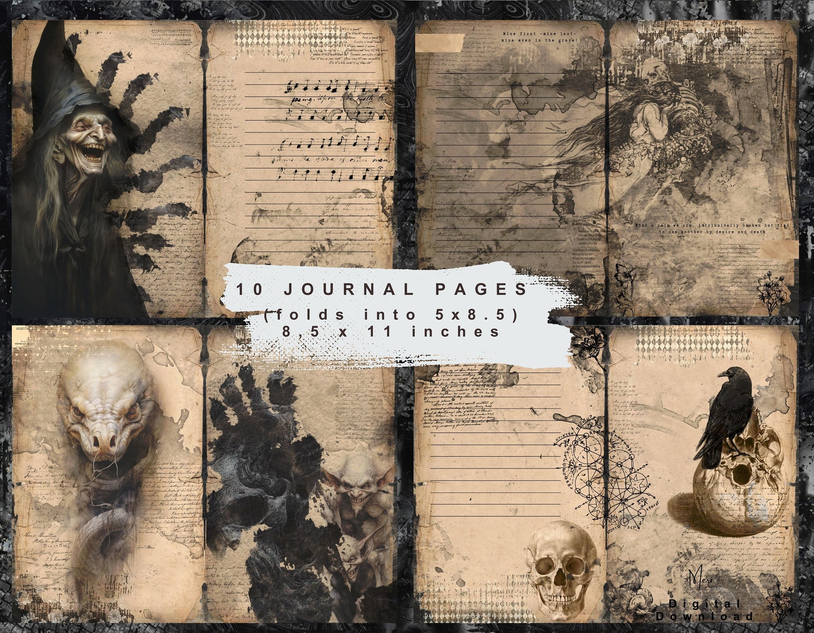 Gothic Junk Journal Printable Kit,digital Download,goth Journal Kit ...