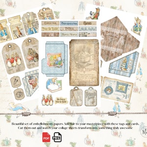 PETER RABBIT Junk Journal Kit, Printable Scrapbook Papers, Digital ...