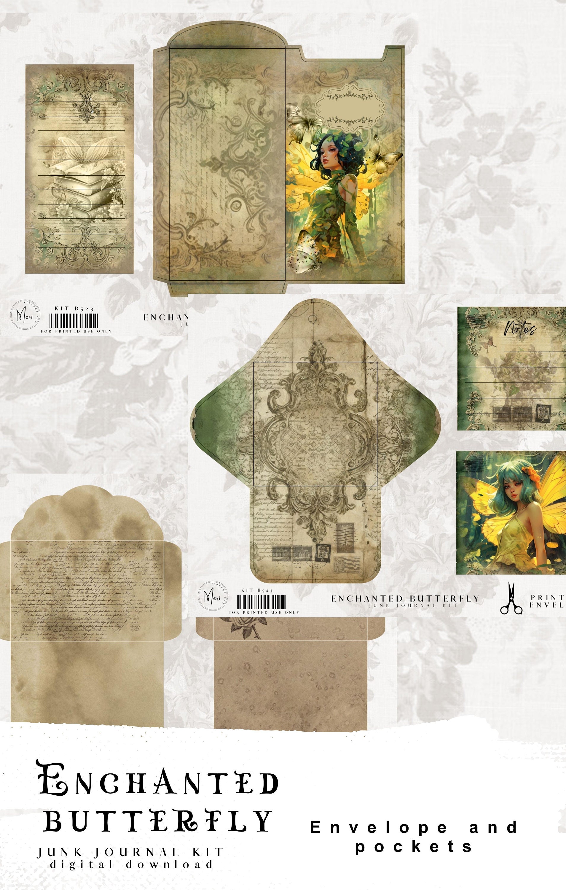 Enchanted Butterfly Junk Journal Kit, Fairy Forest World Collage ...