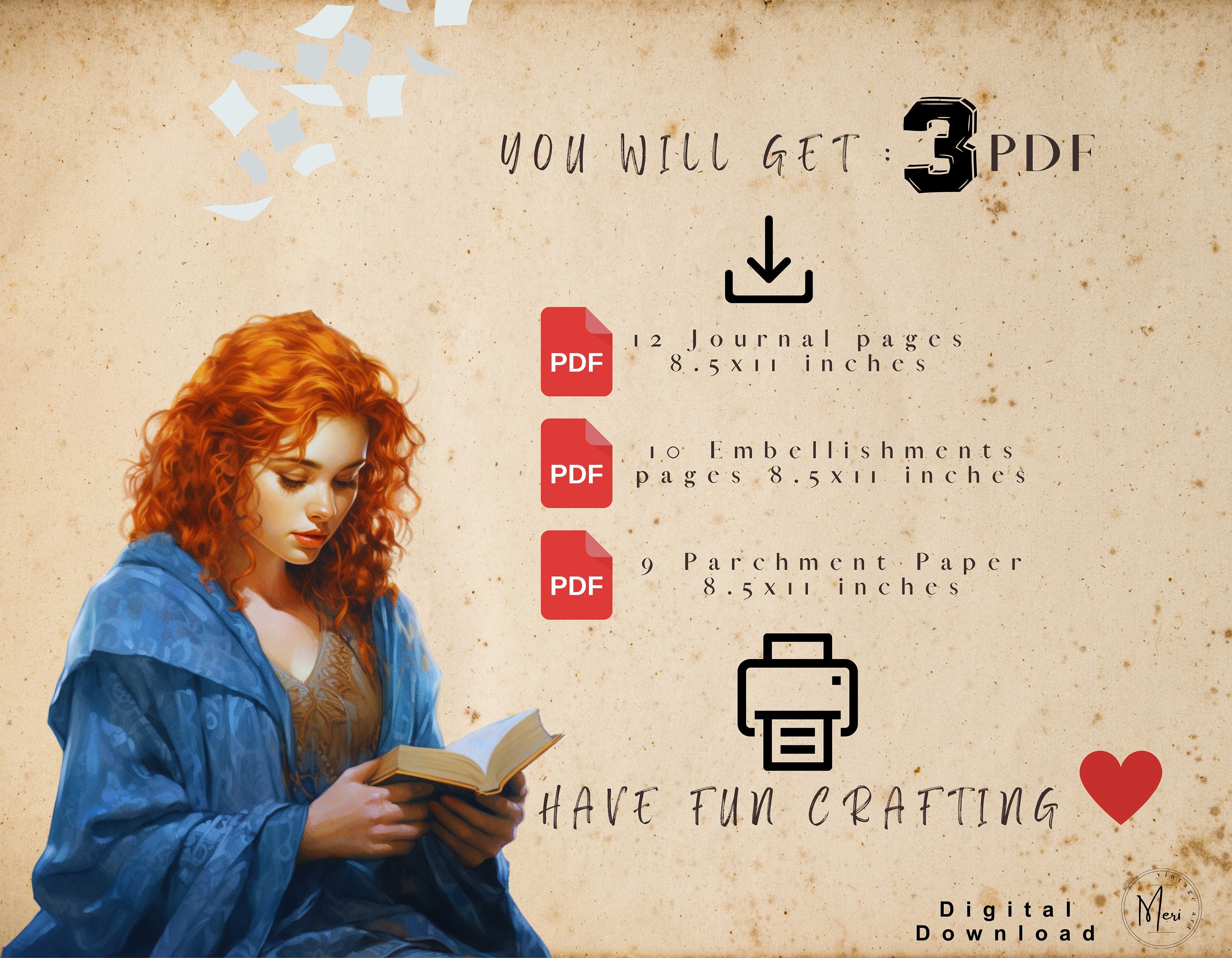 The Witch's Grimoire,cottage Witch Junk Journal Kit,ephemera,atc Cards ...