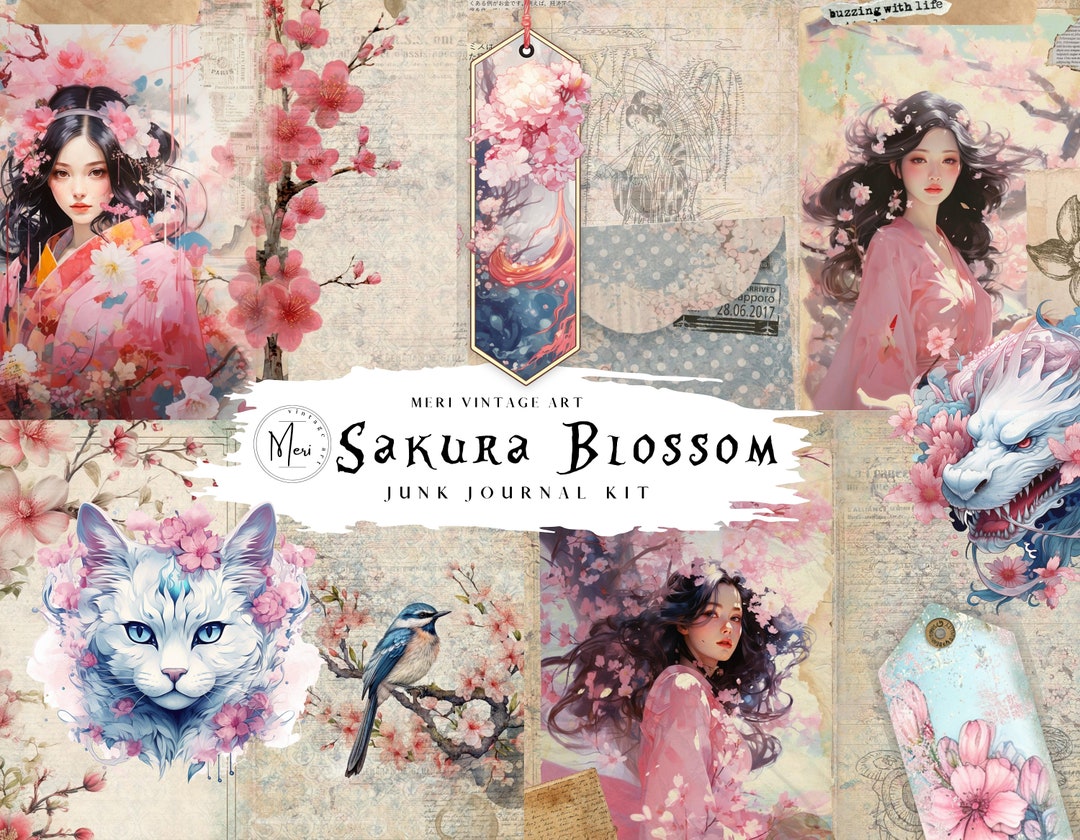 Sakura Blossom Junk Journal,printable Scrapbook Paper,ephemera,cherry ...