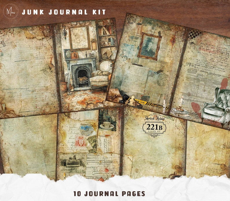 The Detective's Memoir,grunge Mystery Junk Journal Kit, Detective ...