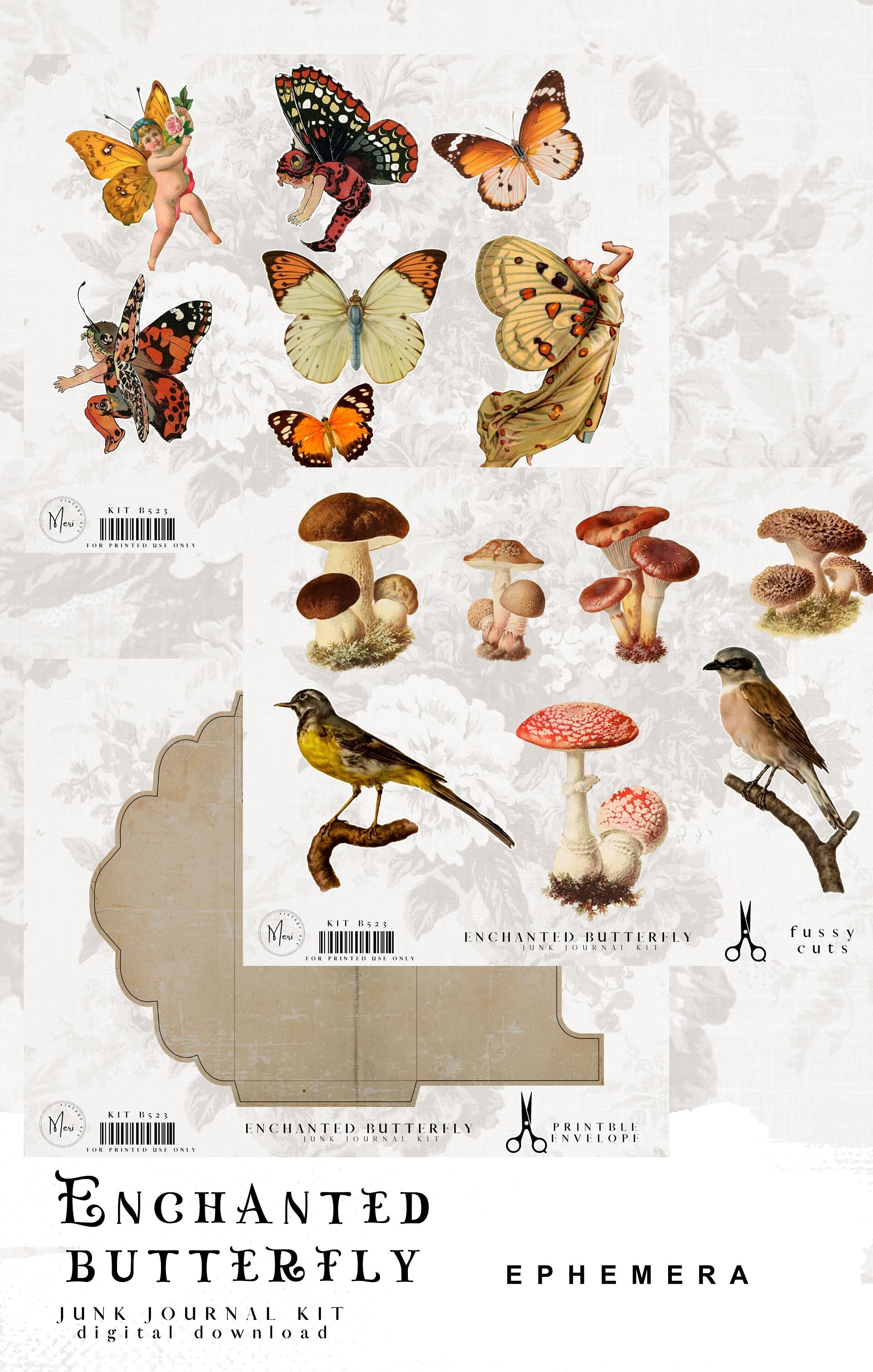 Enchanted Butterfly Junk Journal Kit, Fairy Forest World Collage ...