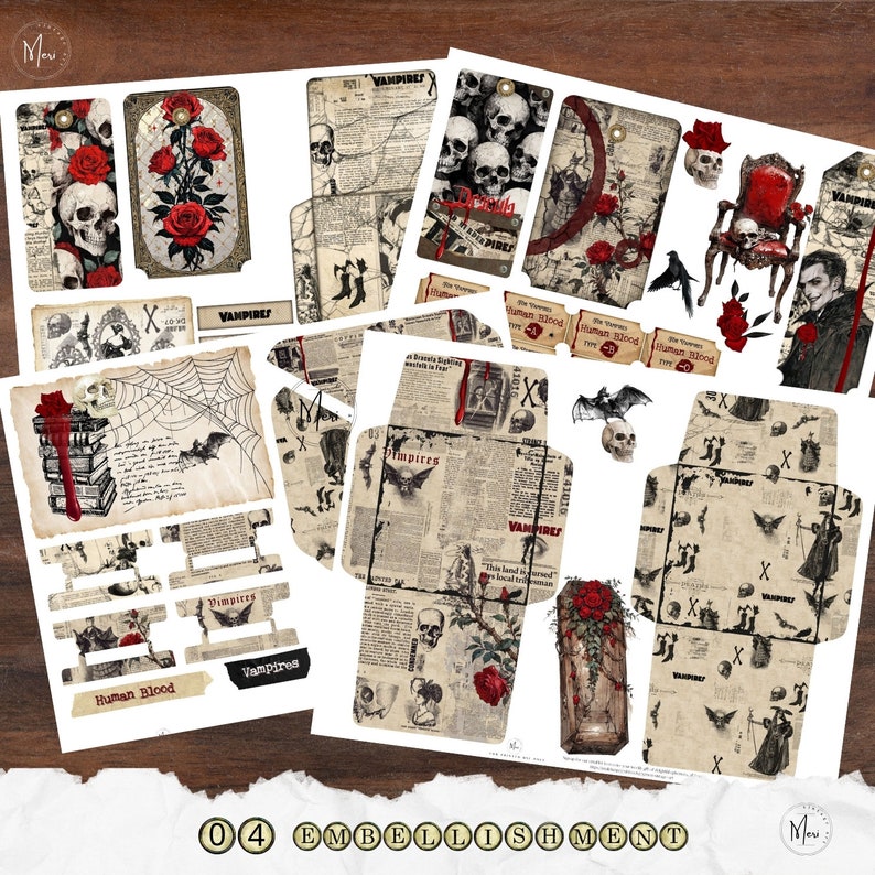 Dracula's Haunted Pages, Grunge Mystery Junk Journal Kit, Vampire ...